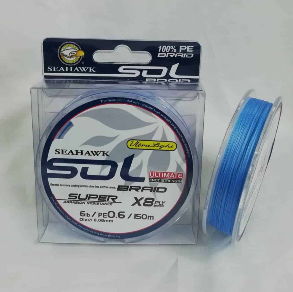 BRAIDED LINE,SEAHAWK SOL X8 (UL) LAGOON BLUE (150M) - SUG