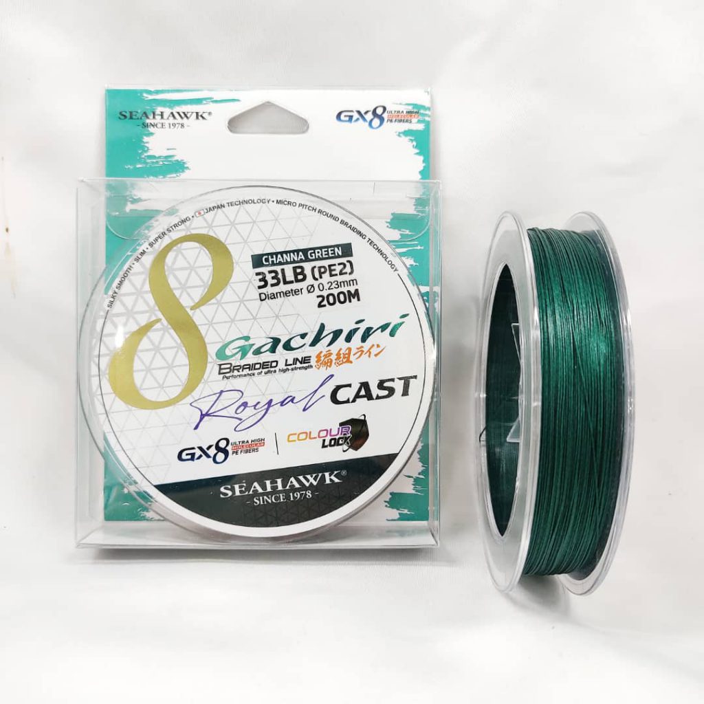 BRAIDED LINE,SEAHAWK GACHIRI 8X ROYAL CAST (200M) CHANNA GREEN - SUG