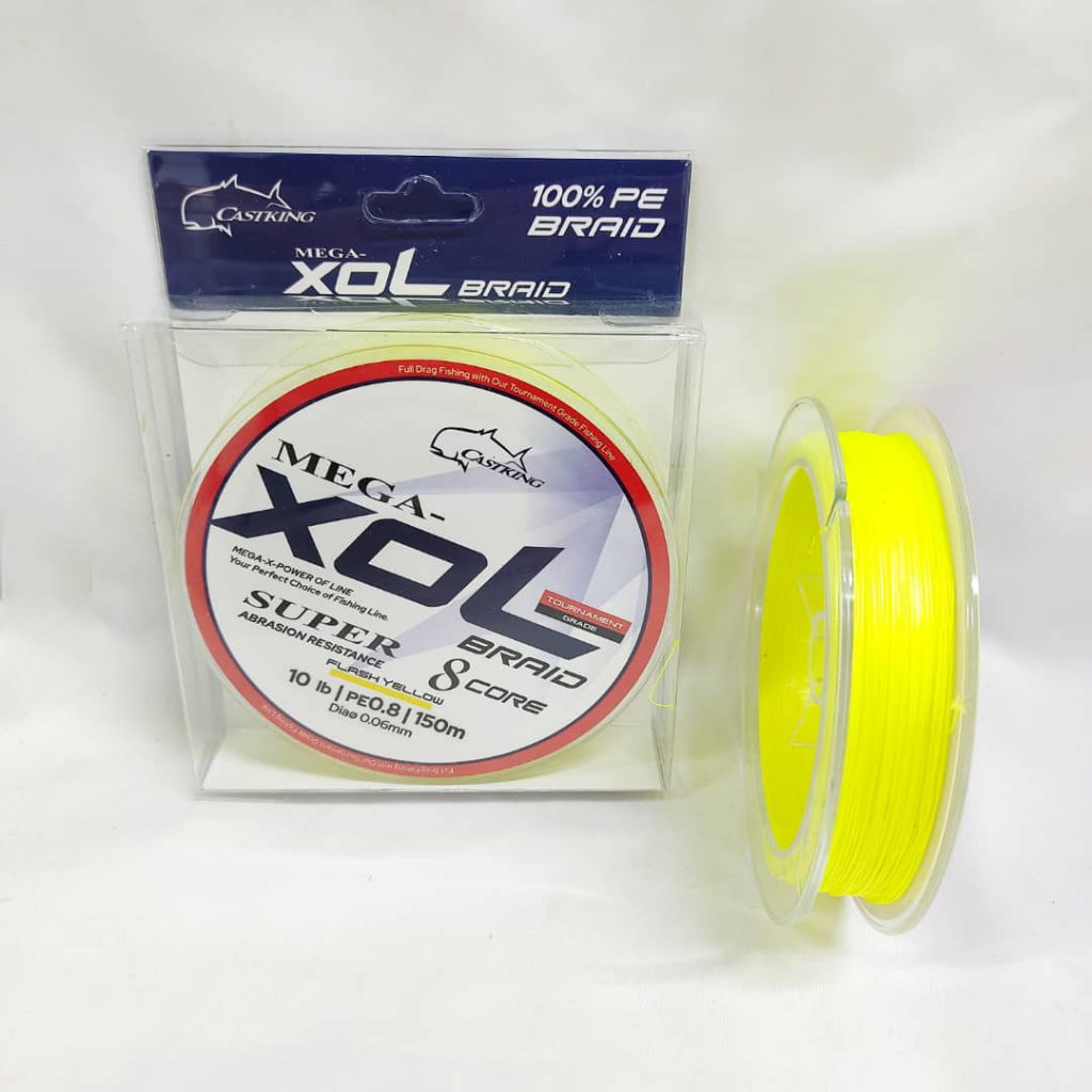 BRAIDED LINE,CASTKING MEGA-XOL PE BRAID (150M) FLASH YELLOW – SUG
