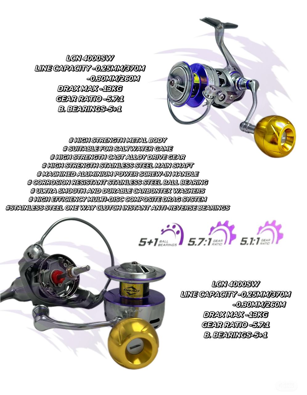 REEL, EUPRO LYCAN SW SPINNING - SUG